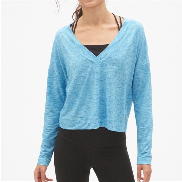 GAP | Tops | Gap Gapfit Breathe Deep Vneck Pulloverworkout Top Spacedye ...